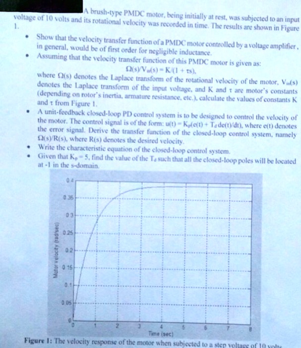 A brush-type PMDC motor, being initially at rest, was subjected to an ...