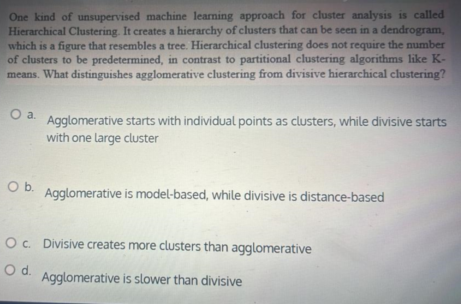 one kind of unsupervised machine learning approach for cluster analysis ...
