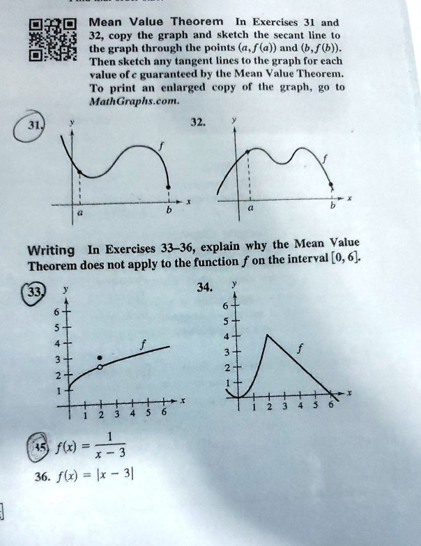 mean value theorem in exercises 31 and 32 copy the graph and sketch the secant line to the graph ...