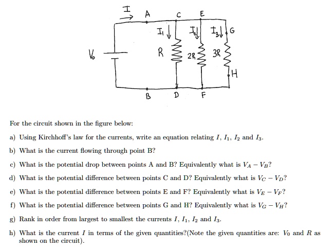 for the circuit shown in the figure below using kirchhoff law for the currents write an equation ...