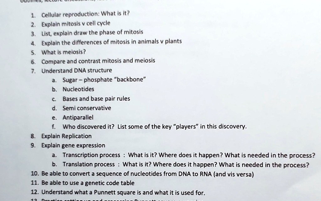 texts outlines 1 cellular reproduction what is it 2 explain mitosis vs ...