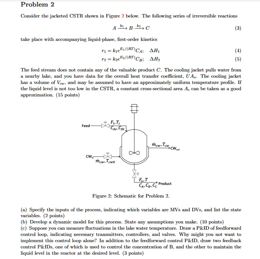 problem 2 consider the jacketed cstr shown in figure 2 below the following series of ...