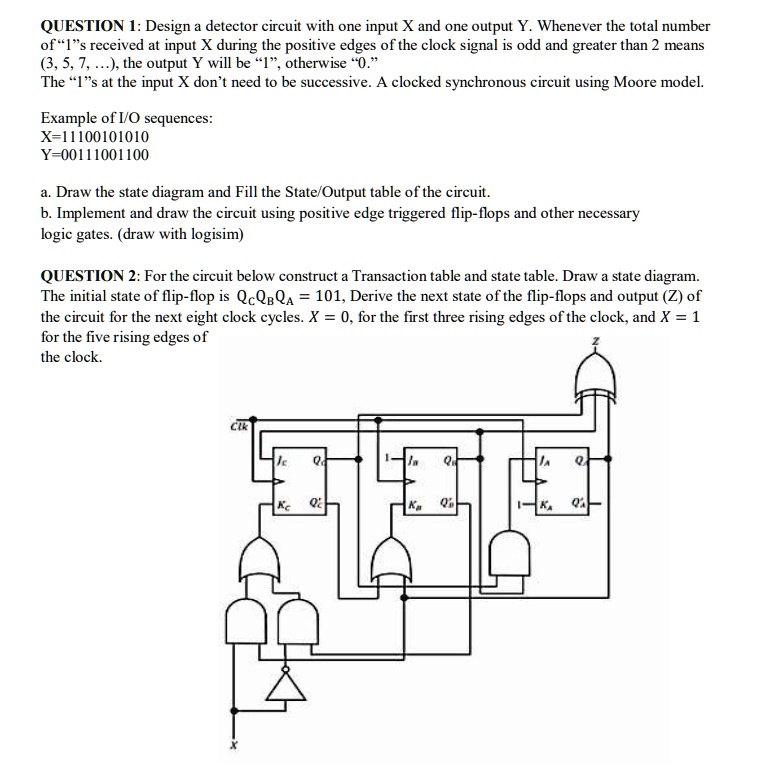 Solved Question 1 Design A Detector Circuit With One Input X And One Output Y Whenever The
