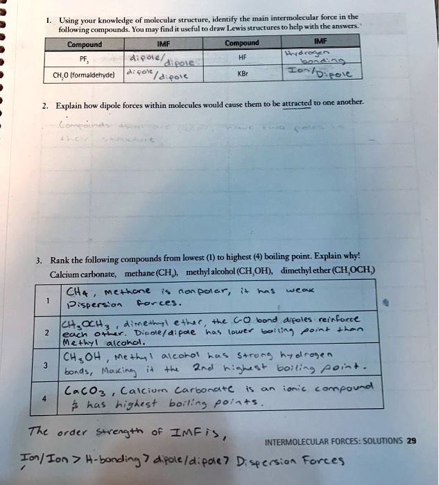 out usng knowledge of molccular structure identify the man ...