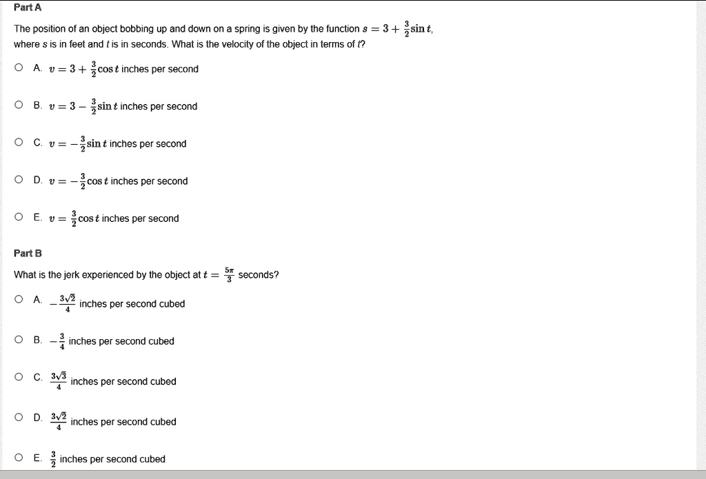 SOLVED: Part A The position of an object bobbing up and down on spring ...