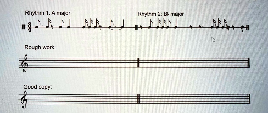 SOLVED: 'Write ascending scales in the given rhythm, adding barlines ... SOLVED: 'Write ascending scales in the given rhythm, adding barlines ...