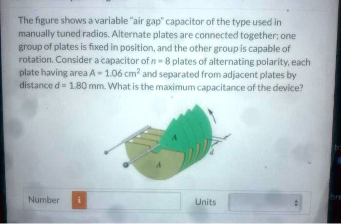 SOLVED: The figure shows a variable "air gap" capacitor of the type ...