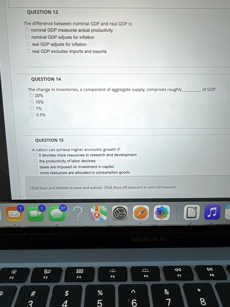 SOLVED: QUESTION 13 The difference between nominal GDP and real GDP is ...