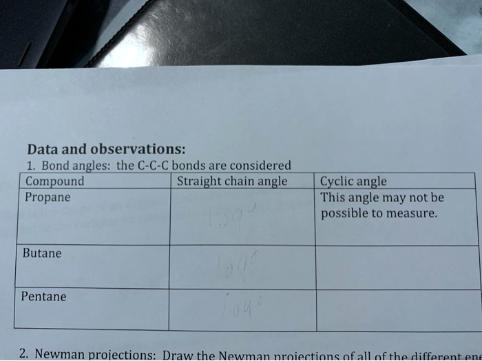 data and observations 1 bond angles the c c c bonds are considered ...