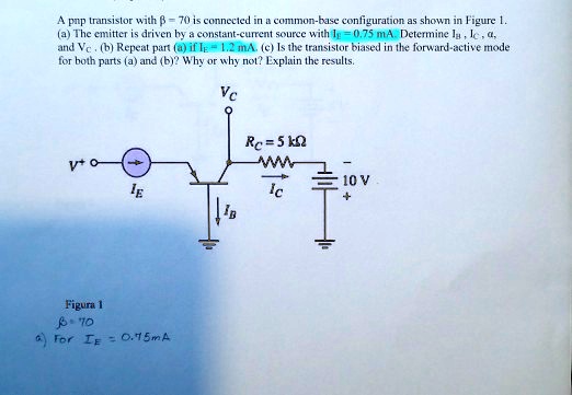 A pnp transistor with β = 70 is connected in a common-base ...