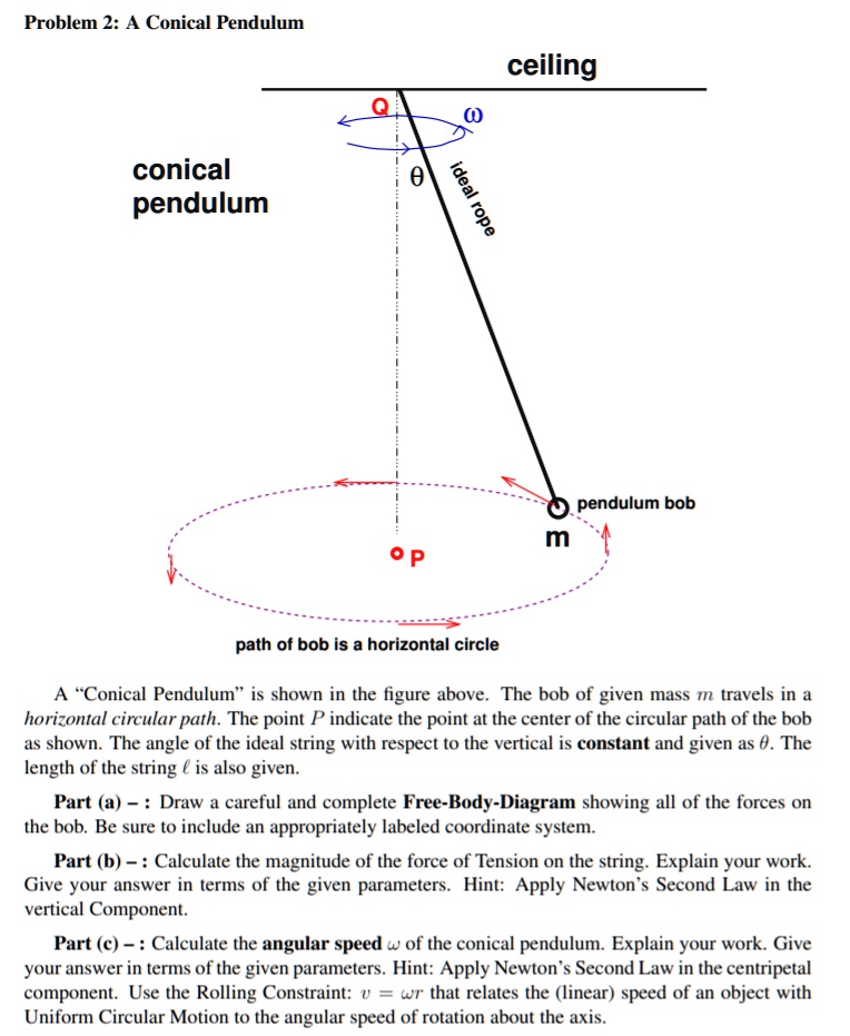 problem 2 a conical pendulum ceiling conical pendulum pendulum bob m ...