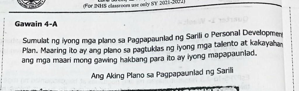 VIDEO solution: Sumulat ng iyong mga plano sa pagpapaunlad ng sarili o ...