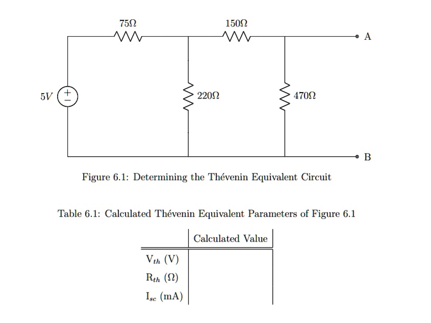 SOLVED: Determine the Thevenin equivalent circuit of Figure 6.1 from nodes A and B, and record ...