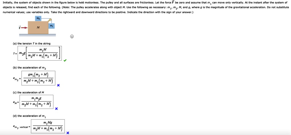 initially the system of objects shown in the figure below is held motionless the pulley and all ...