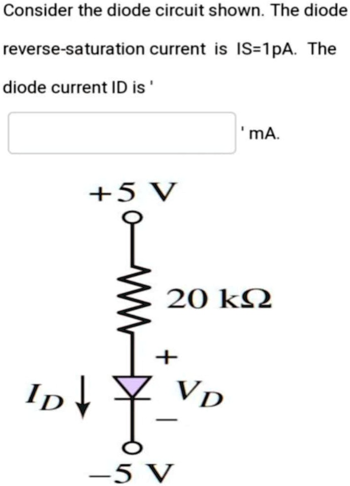 SOLVED: Consider the diode circuit shown. The diode reverse-saturation ...
