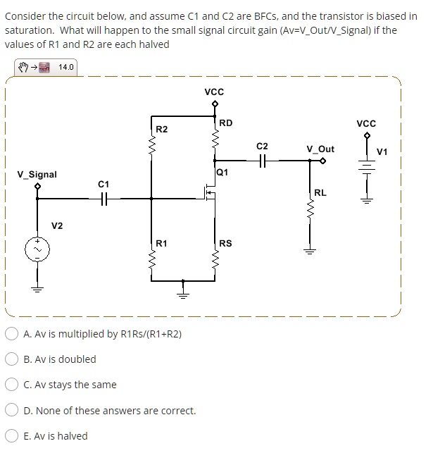 SOLVED: Consider the circuit below, and assume C1 and C2 are BFCs, and ...
