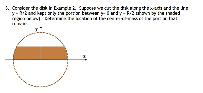 consider the disk in example 2 suppose we cut the disk along the x axis ...