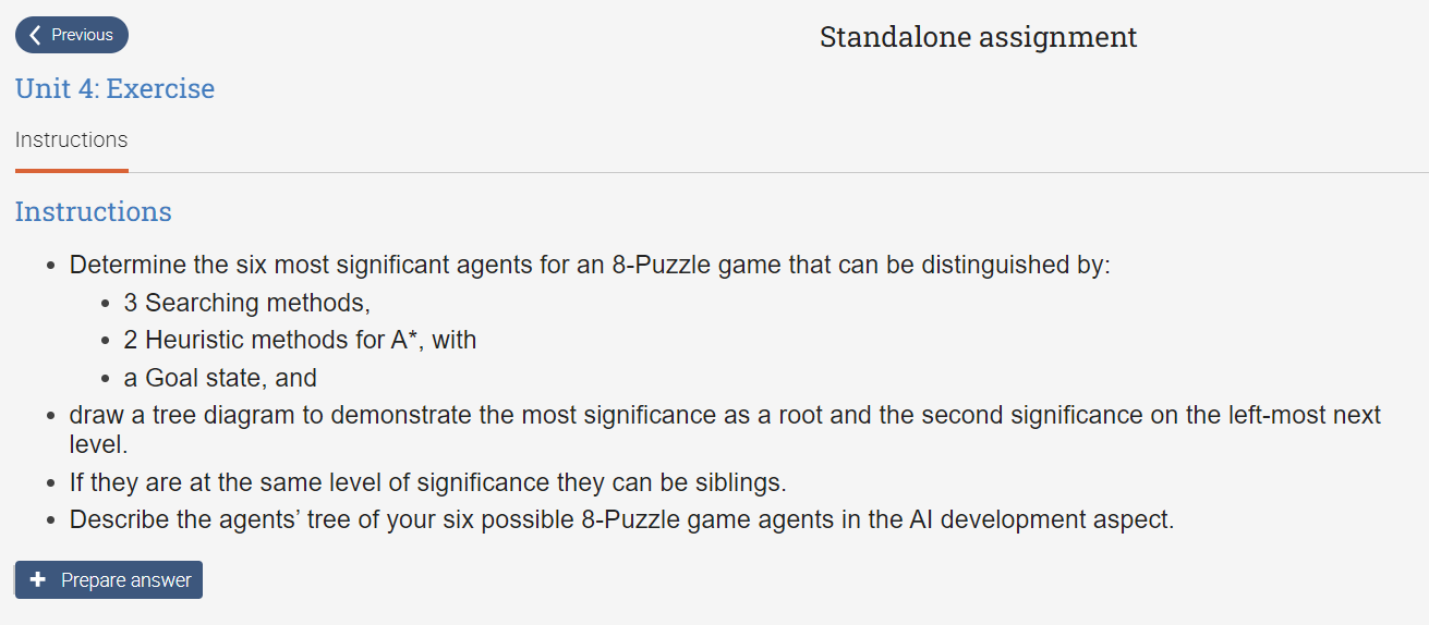 SOLVED: Previous Standalone assignment Unit 4: Exercise Instructions ...