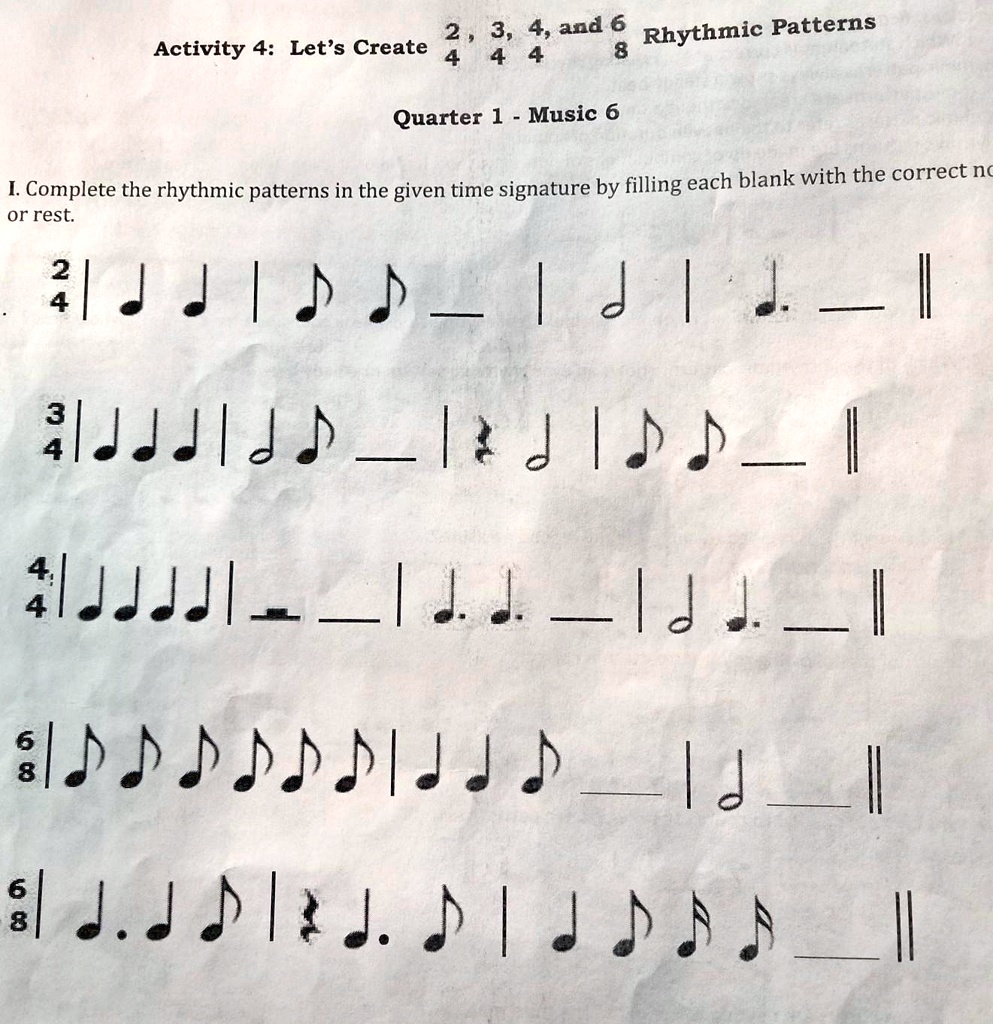 paki sagot po plsss kailangan lang po thank you 2 3 4and 6 rhythmic ...