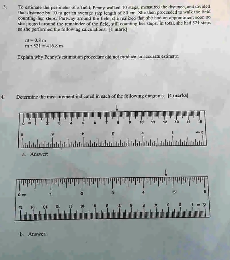 SOLVED: To estimate the perimeter of a field, Penny walked 10 steps ...