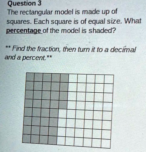 SOLVED: Question 3 The rectangular model is made up of squares. Each ...
