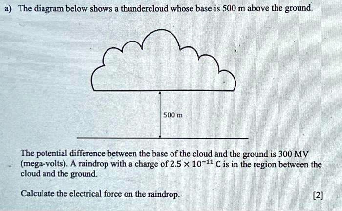 SOLVED: The diagram below shows a thundercloud whose base is 500 m ...