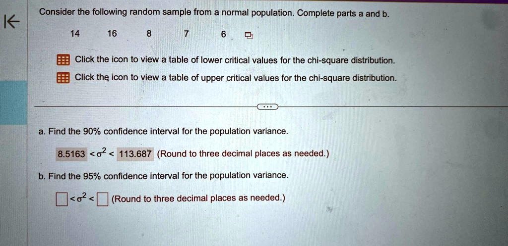 SOLVED: Consider the following random sample from a normal population ...