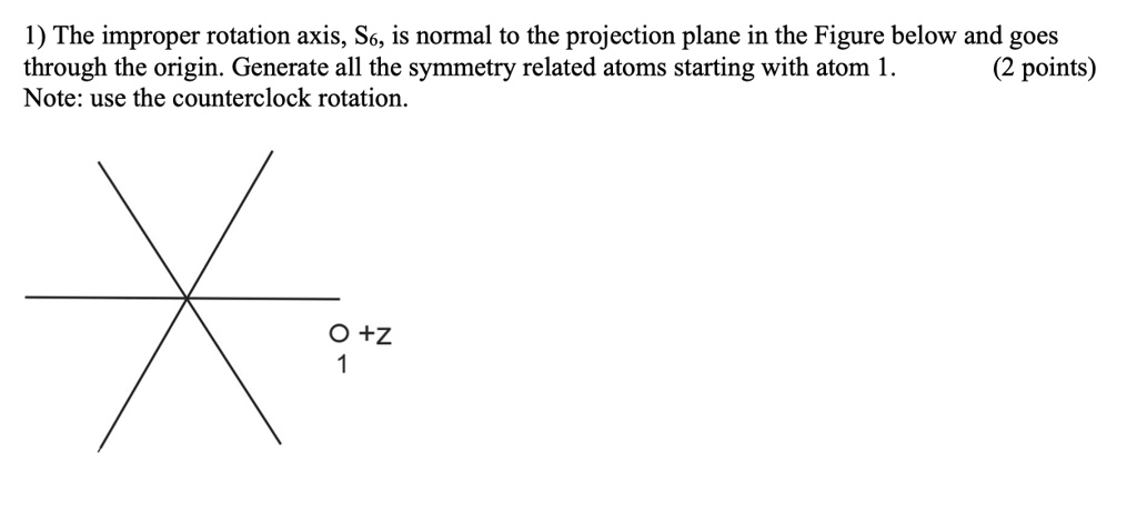 SOLVED: 1) The improper rotation axis, S6, is normal to the projection ...