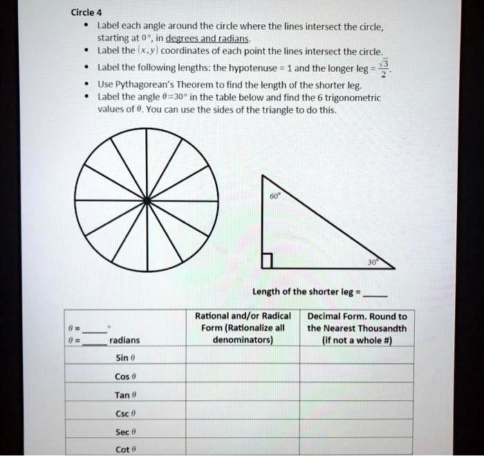 SOLVED: Circle: Label each angle around the circle where the lines ...