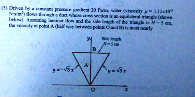 (3) Driven by a constant pressure gradient 20 Pa/m, water (viscosity μ ...