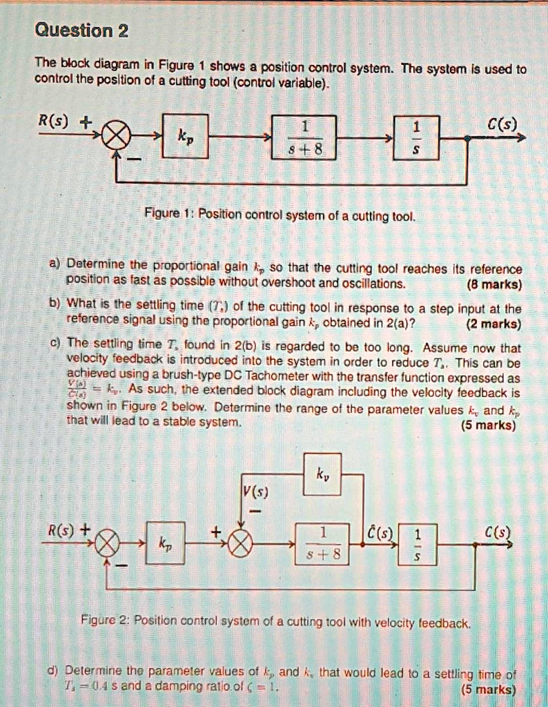 question 2 the block diagram in figure 1 shows position control gystem ...