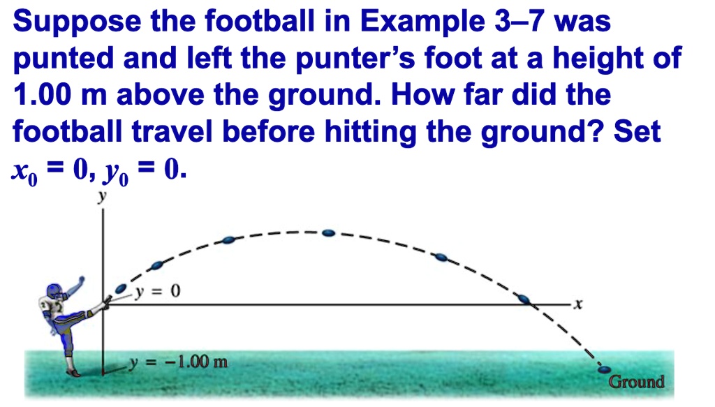 Suppose the football in Example 3–7 was punted and left the punter's ...