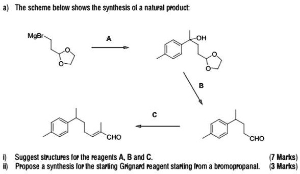 SOLVED: The scheme below shows the synthesis o natural product: MgBr OH ...