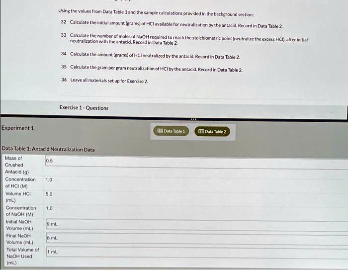 SOLVED: How do I answer parts 34 and 35? Using the values from Data Table 1 and the sample ...