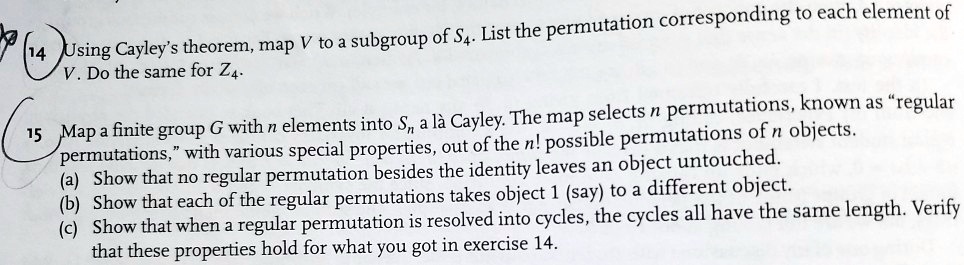 Solved Permutation Corresponding To Each Element Of V To A Subgroup Of S4 List The Using