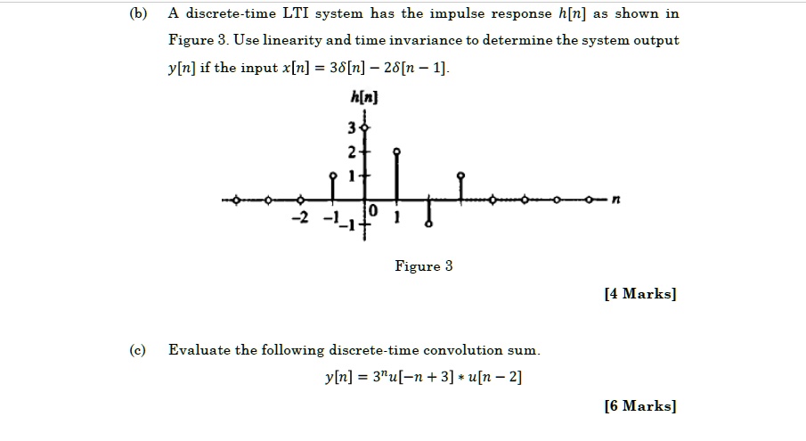 SOLVED: A discrete-time LTI system has the impulse response h[n] as shown in Figure 3. Use ...