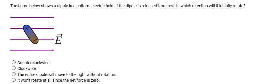 SOLVED: The figure below shows a dipole in a uniform electric field. If ...