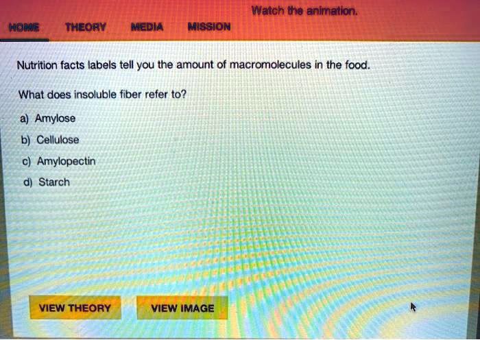 SOLVED:Watch the anlmallon: Hocae theory MEdia MISSION Nutrition facts ...