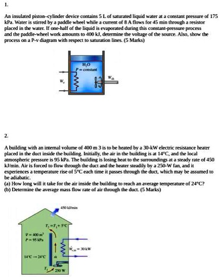 SOLVED: 1, An insulated piston-cylinder device contains 5 Lof sanurated ...