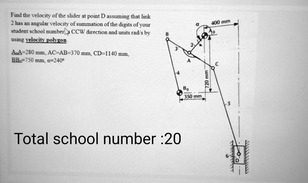 SOLVED: Texts: Find the velocity of the slider at point D, assuming that link 2 has an angular ...