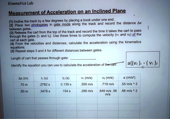 kinematics lab measurement of accelerationon an inclined plane 1 ...