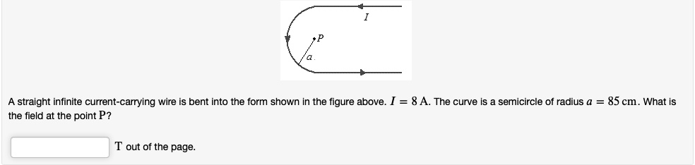 SOLVED: A straight infinite current-carrying wire bent into the form shown in the figure above ...