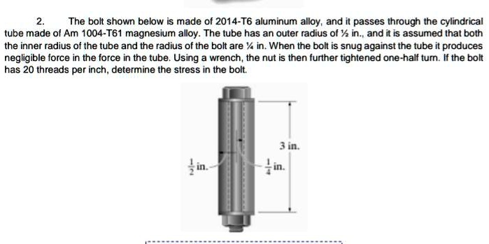 2. The bolt shown below is made of 2014-T6 aluminum alloy, and it ...