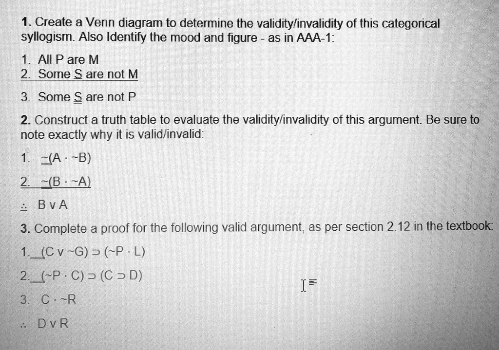 SOLVED: Create a Venn diagram to determine the validity/invalidity of this categorical syllogism ...