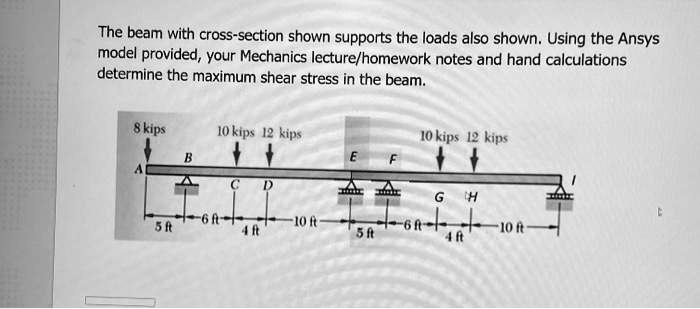 The beam with cross-section shown supports the loads also shown. Using ...