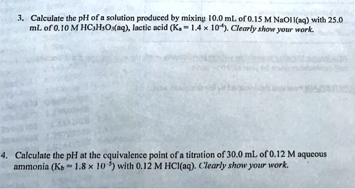 SOLVED: Calculate the pH of a solution produced by mixing 10.0 mL of0.1S M NaOHI(aq) with 25.0 ...