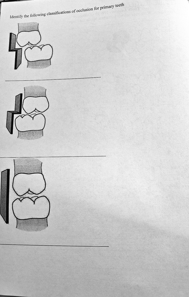 Identify the following classifications of occlusion for primary teeth