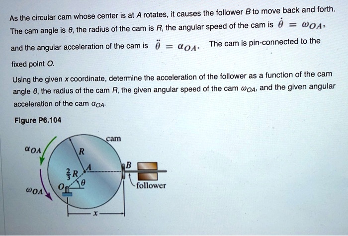As the circular cam whose center is at A rotates, it causes the ...