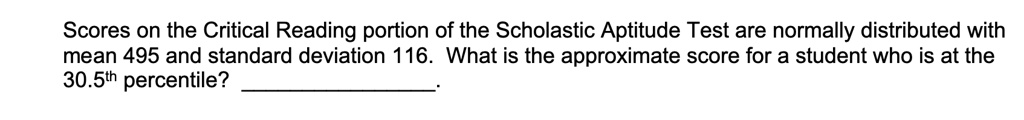 Scores on the Critical Reading portion of the Scholastic Aptitude Test ...
