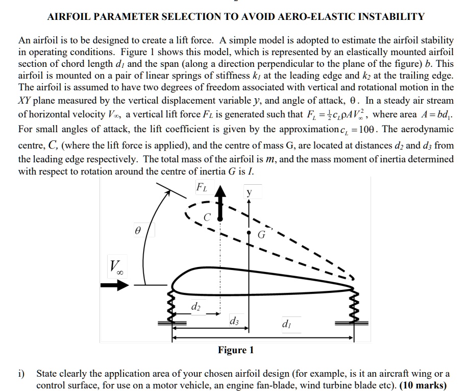 AIRFOIL PARAMETER SELECTION TO AVOID AERO-ELASTIC INSTABILITY An airfoil is to be designed to ...